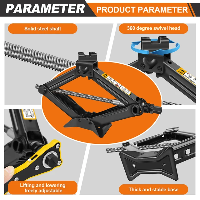 Jack Auto Portable Scissor Jack 2T High Load Bearing Lifting Jack Rust ...