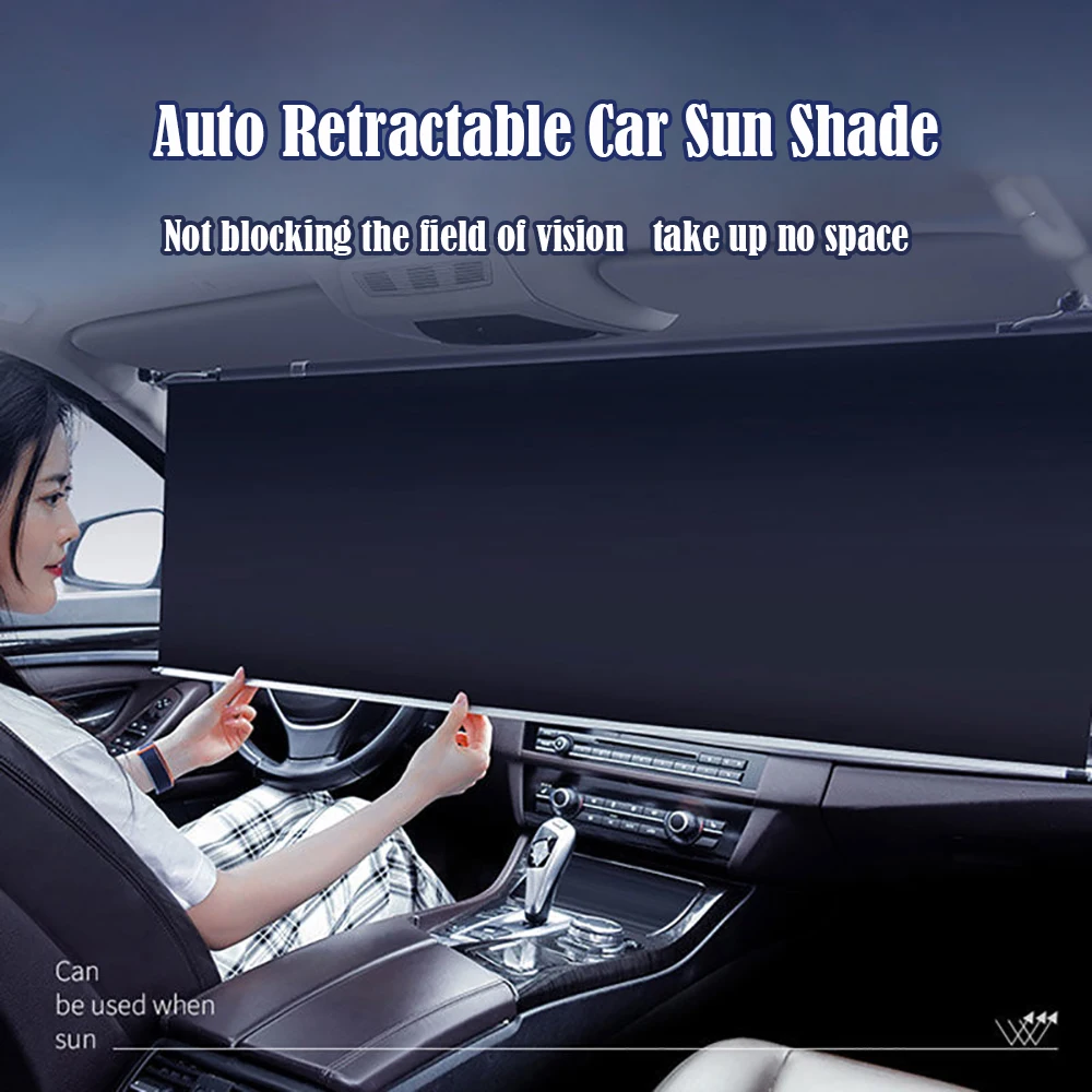 Car-Sun-Shade-Auto-Retractable-Insulation-Roller-Blind-Front-Window ...