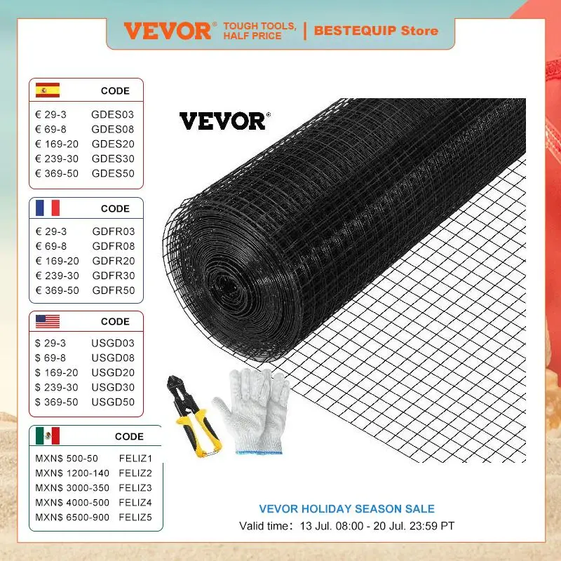 VEVOR-Welded-Wire-Fence-Vinyl-Coated-Chicken-Rabbit-Mesh-1-x1-16-Gauge ...