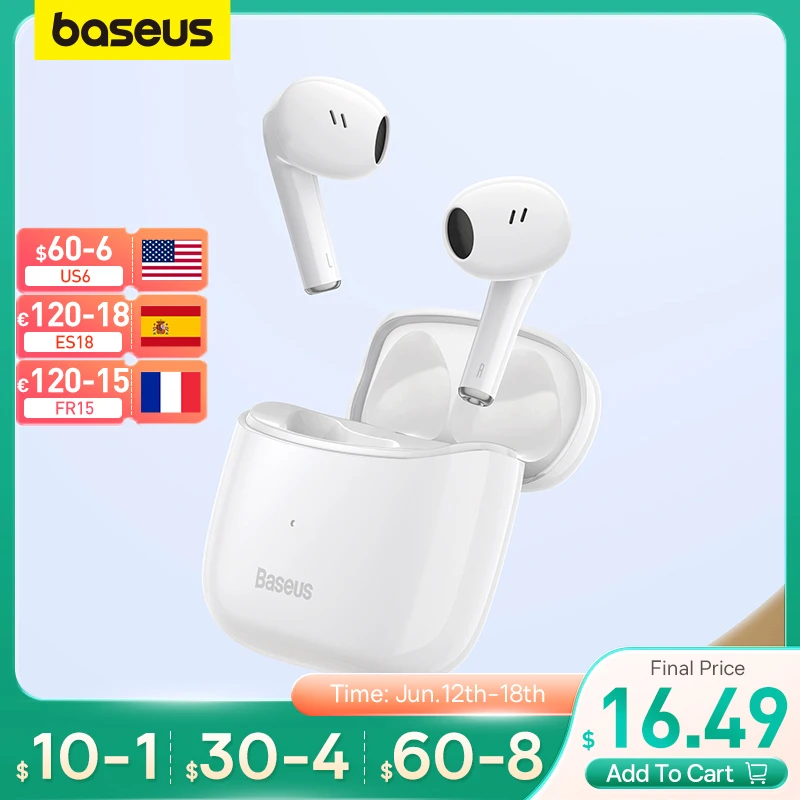 Baseus W15 Tws Earphones Wireless Bluetooth 5.2 Sport Hifi Music Headphone - Earphones ...