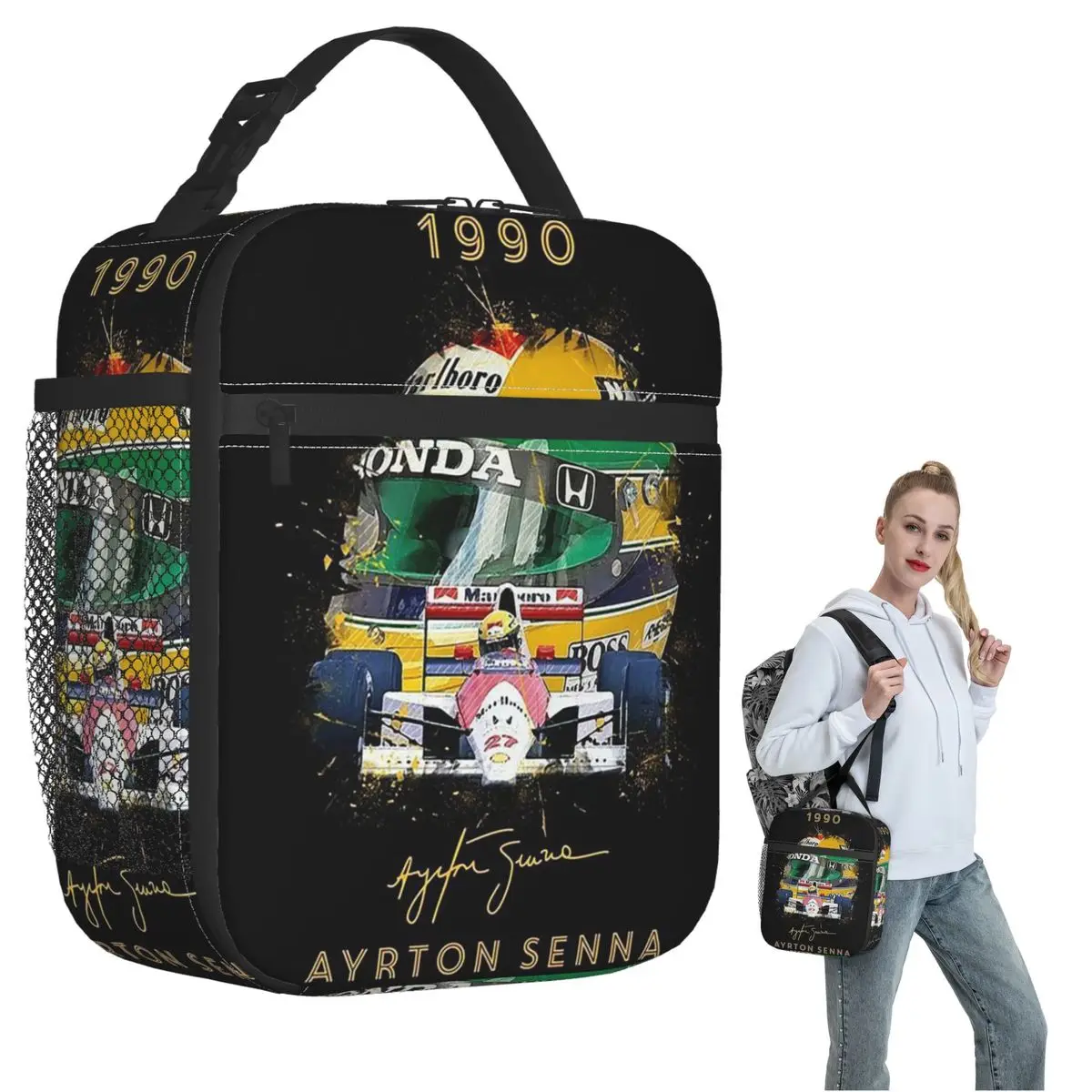 Ayrton Senna Racing Cars Insulated Lunch Bag for Women Children ...