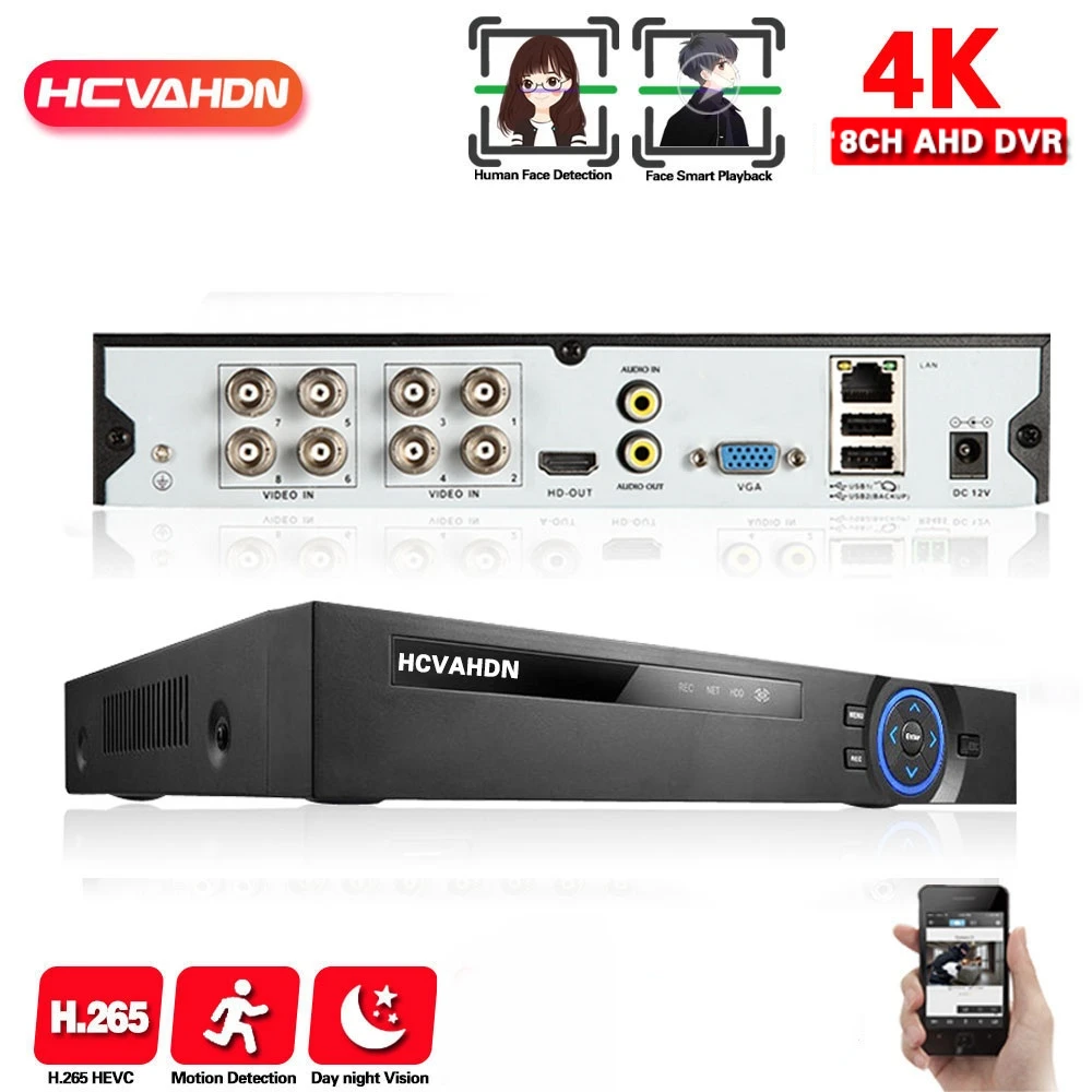 H-265-8CH-Hybrid-DVR-NVR-Recorder-4K-Face-Detection-CCTV-DVR-AHD-8 ...