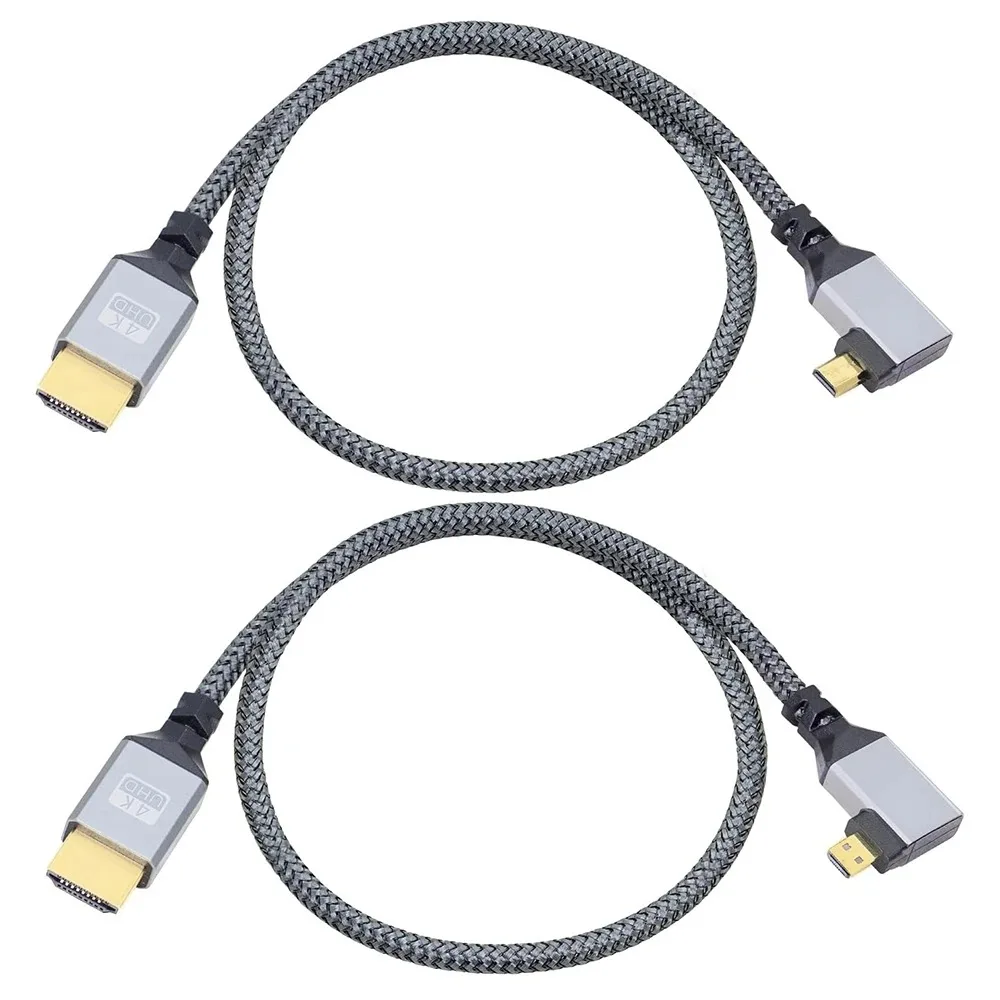 0.5m 4K UHD Cable 90 Degree Left/Right Angle Micro-HD to HD Port ...
