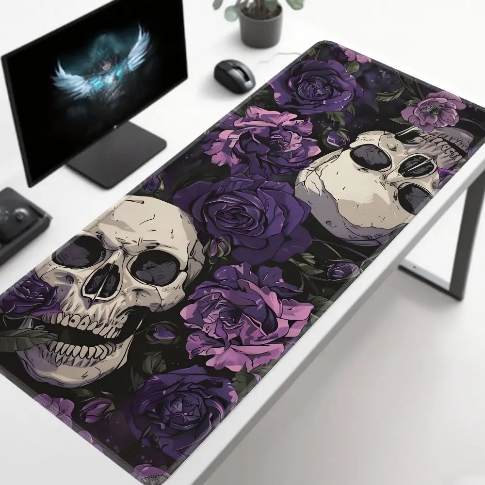 Alfombrilla de ratón con diseño de calavera gótica y flor morada ...