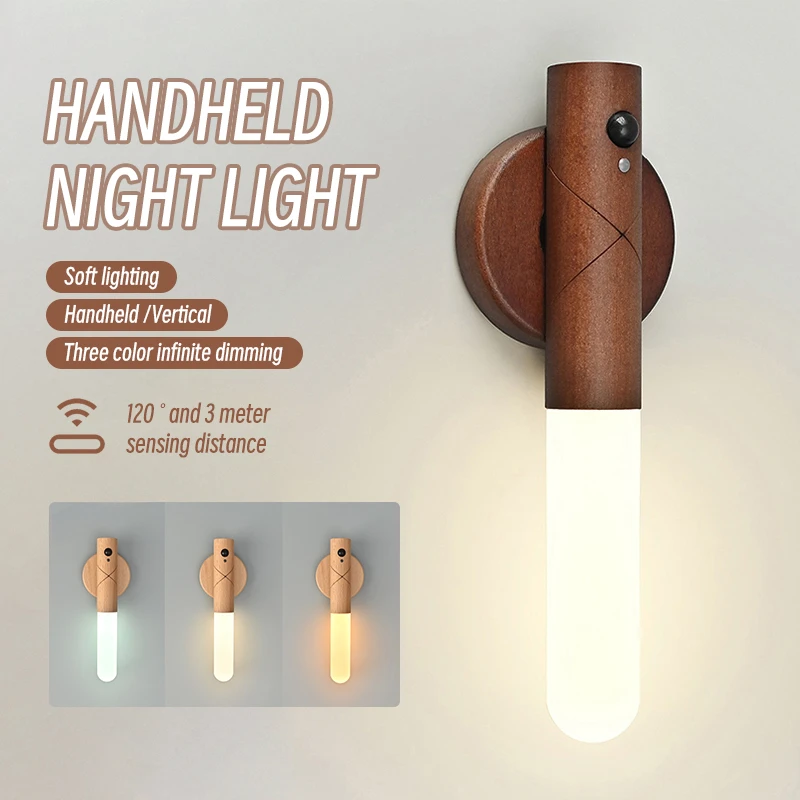 NEW-LED-Wood-Stick-Night-Light-Motion-Sensor-USB-Wireless-Wall-Lamp ...