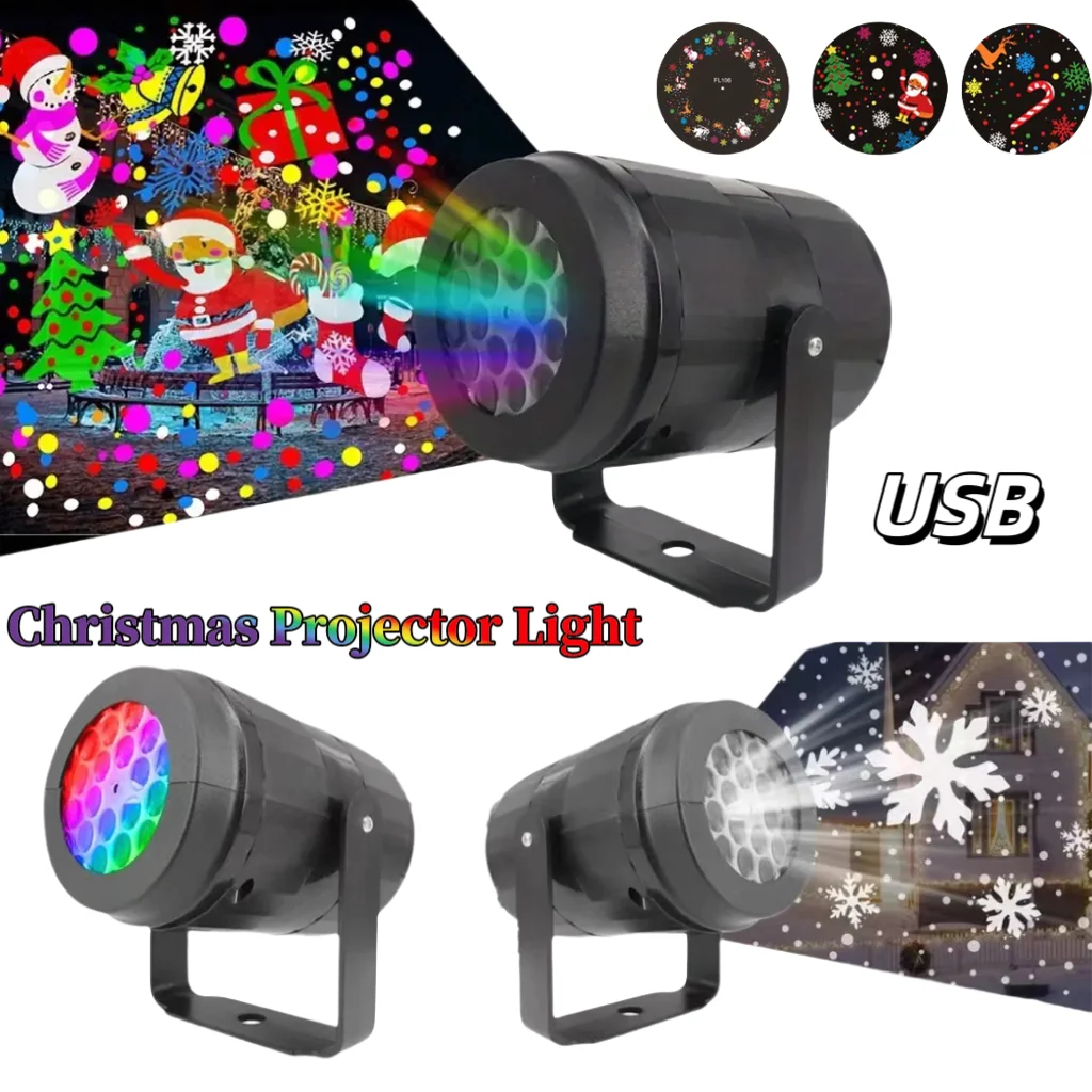 USB-Power-Christmas-Projector-Lights-LED-Fairy-Lights-360-Rotating ...