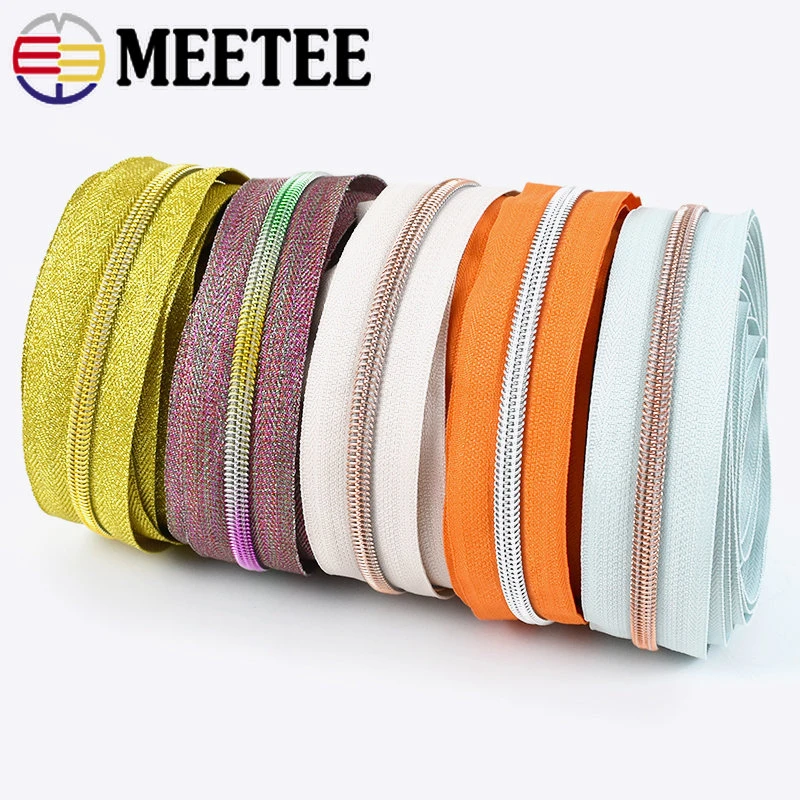 1/2/3/5M 5# Nylon Zipper for Sewing Bag Coil Zippers Tapes By The Meter ...