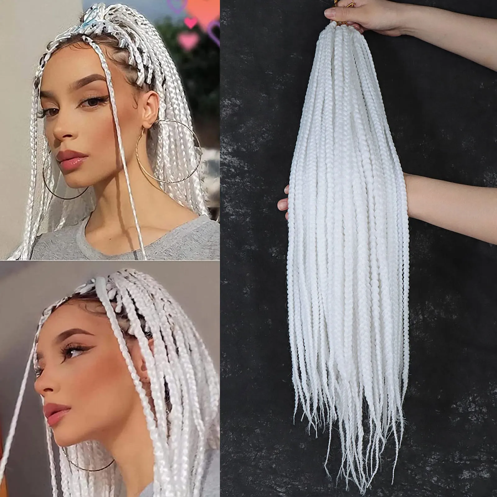 Trenzas de pelo sintético para mujer, extensiones de cabello trenzado ...