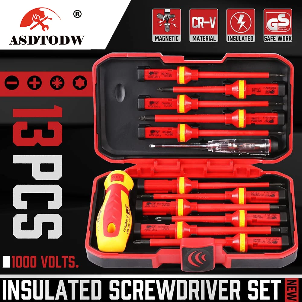 VDE-Insulated-Screwdriver-Set-1000V-Slotted-Phillips-Screw-Driver-Bits ...