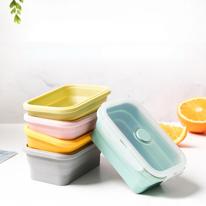 Silicone Foldable Lunch Box 350/550/850/1200ML Collapsible Food Storage ...
