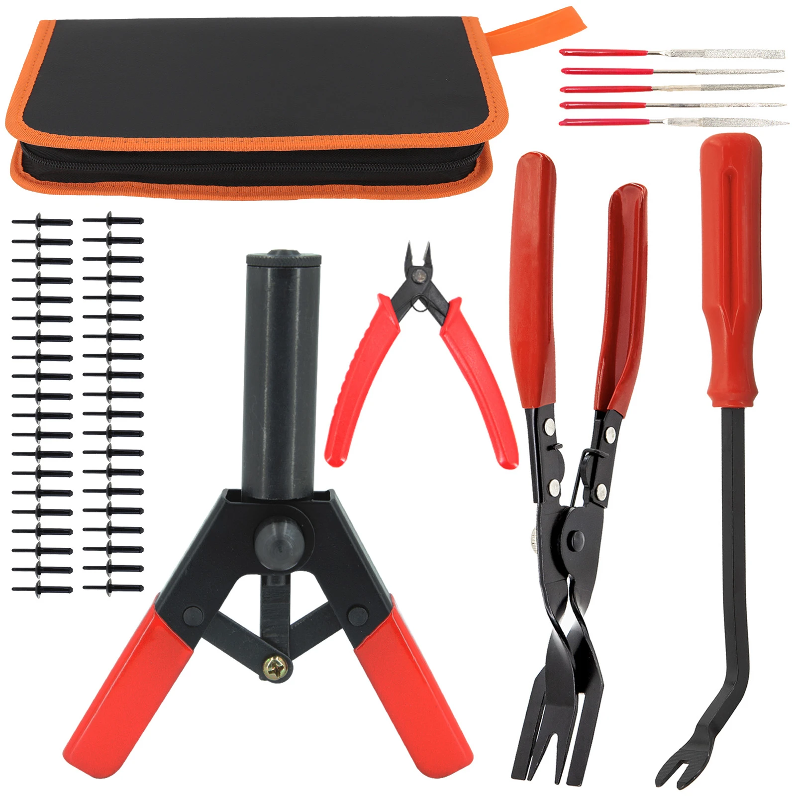 Poly Rivet Gun Tool Kit Rivet Removal Pliers Safe Metal Plastic Clips ...