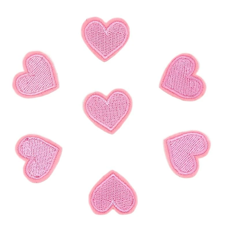 20pcs/lot Embroidered Pink Heart-shaped Patches Iron On Small Love ...