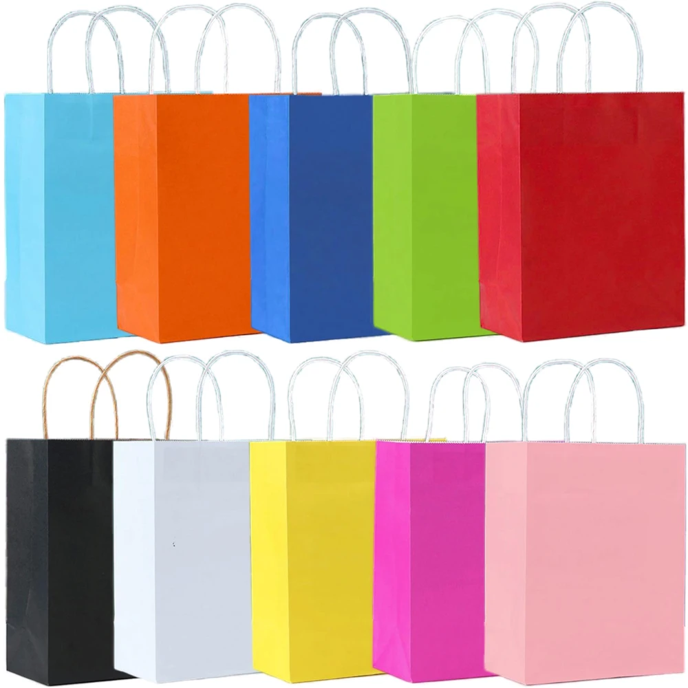 5/10/15/20/25pcs Candy Colorful Shopping Bags With Handle Kraft Paper ...