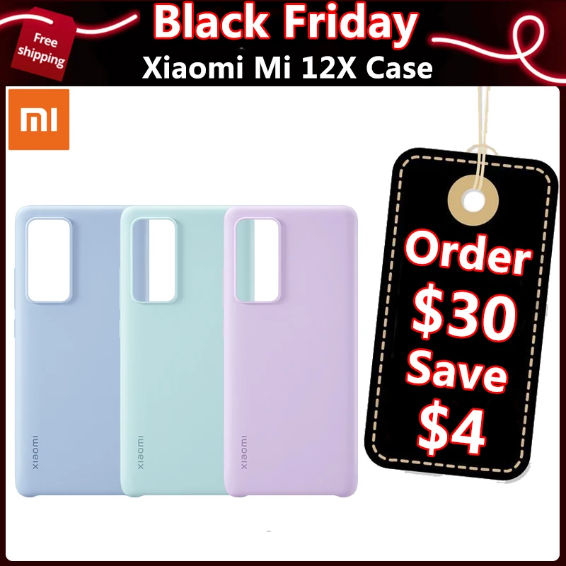 Official Xiaomi Mi 12X Silicone Case Skin-friendly Soft Glue PU Back ...