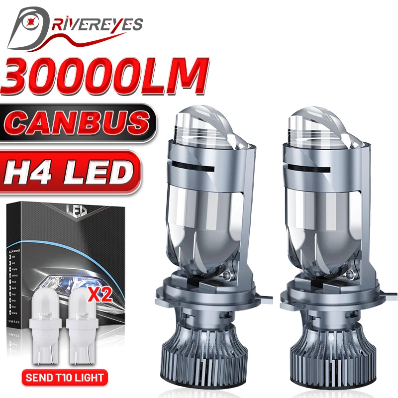 H4-LED-Projector-Mini-Lens-Auto-Bi-LED-Headlight-Bulb-Kit-Conversion ...