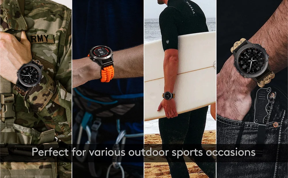 Ремінець Hemsut для годинників HGA145 Rugged Paracord Garmin Army Green ...