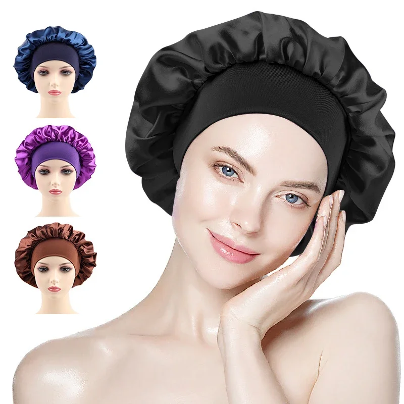 Women Bonnet Satin Sleeping Hat Hair Night Sleep Cap Head Cover Bonnets ...