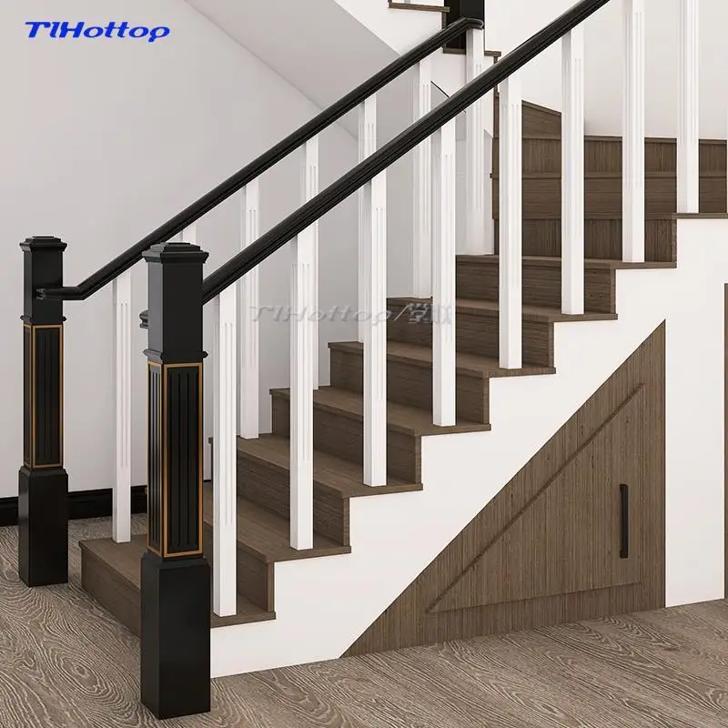 Wooden Stair Handrail Box Type Column Railing Guardrail Of The Lacquer ...