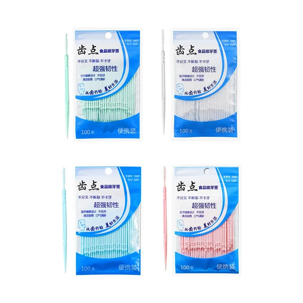 100-Pcs-Plastic-Toothpicks-100-Portable-Toothpicks-Dental-Stick ...