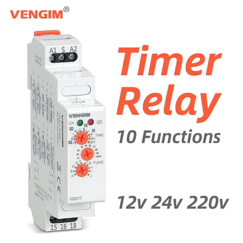Rel-temporizador-de-12v-24v-220v-230v-CA-CC-electr-nico-16A-Modular-con ...
