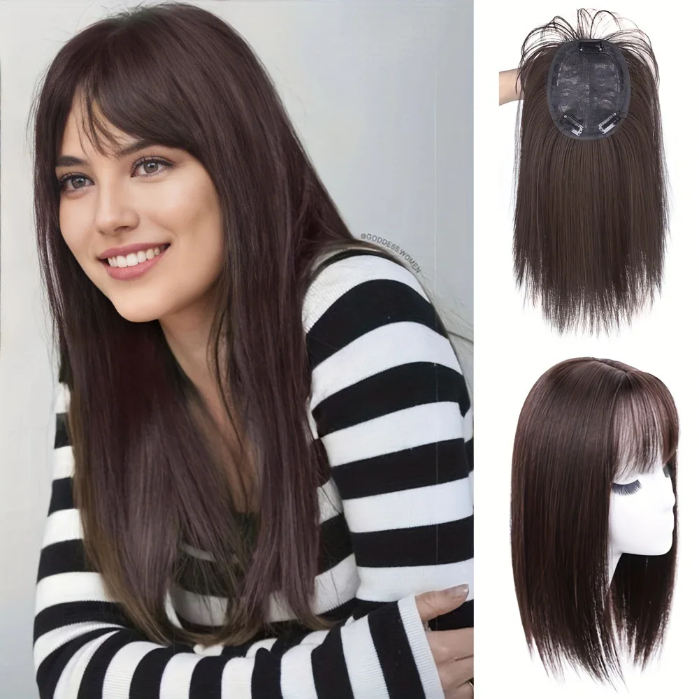 25CM/35CM Synthetic Hair Toppers Long Straight Hair Clip In Wigs With ...