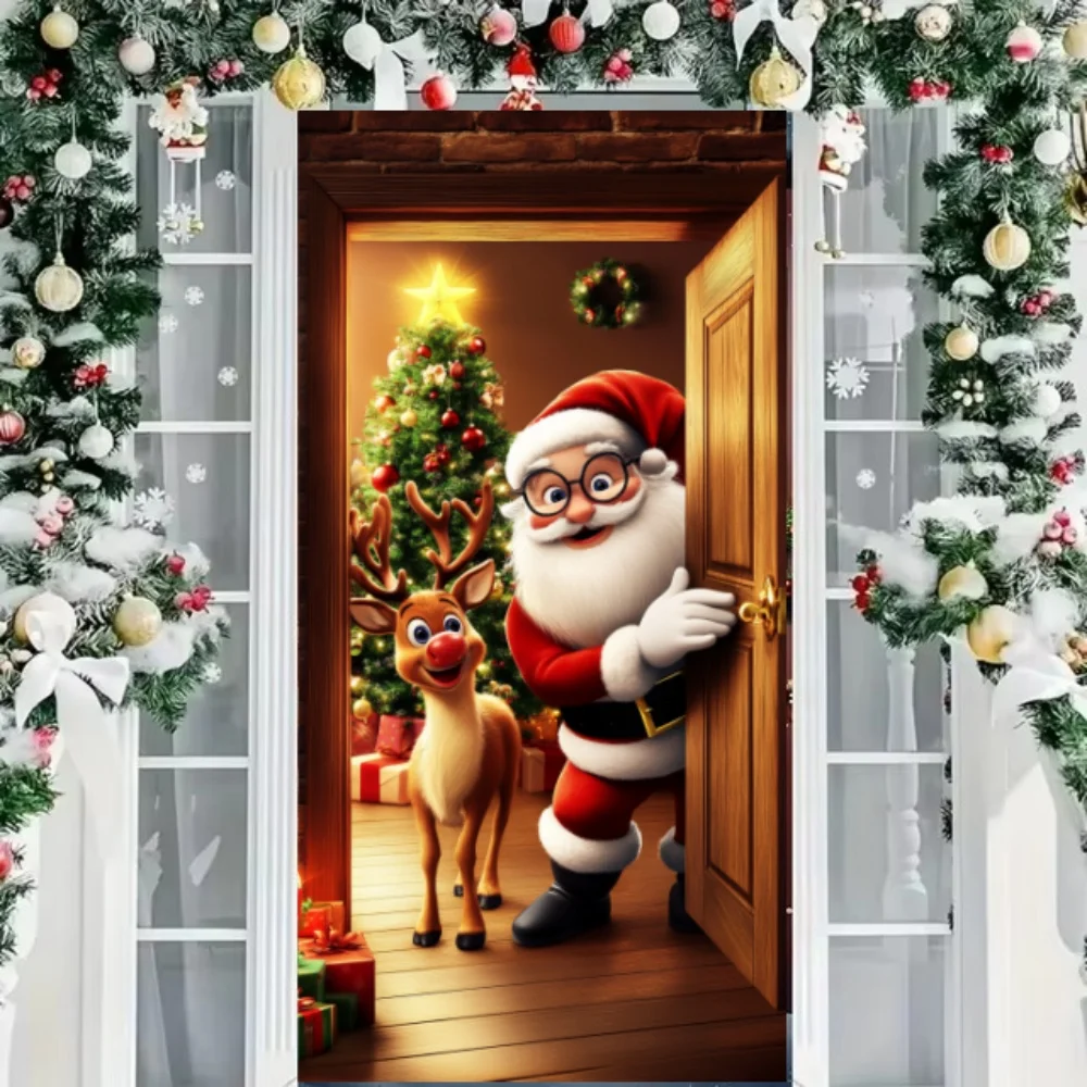 Capa-de-porta-de-natal-feliz-natal-fundo-banner-natal-tecido-porta ...