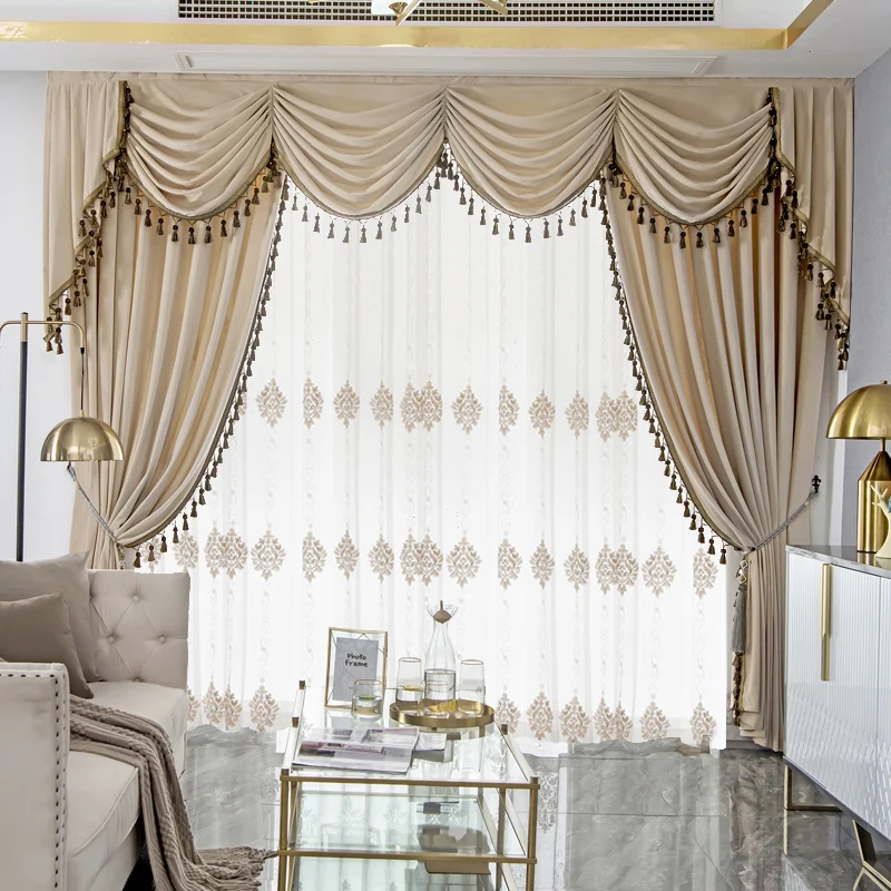 European Velvet Curtains for Living Room Bedroom Villa Luxury Pink Milk ...