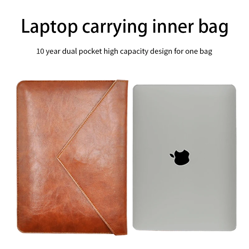 14 Inch Laptop Bag Case PU Leather Sleeve For M1 M2 MacBook Pro 14 Dual ...