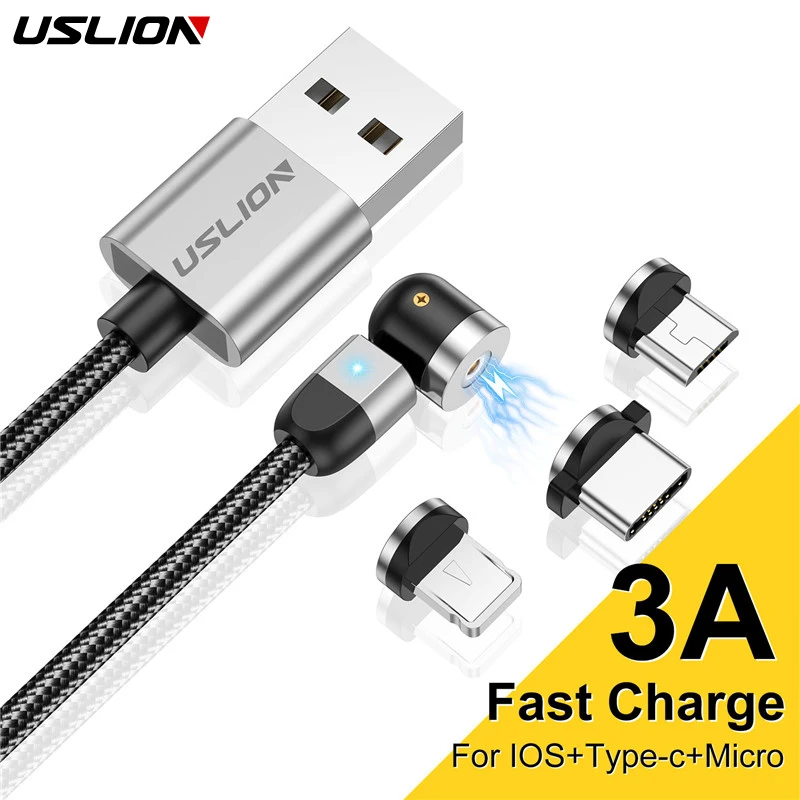 Uslion-3a-Magnet-kabel-drehen-USB-Typ-C-Magnet-ladung-Micro-USB-Kabel-f ...