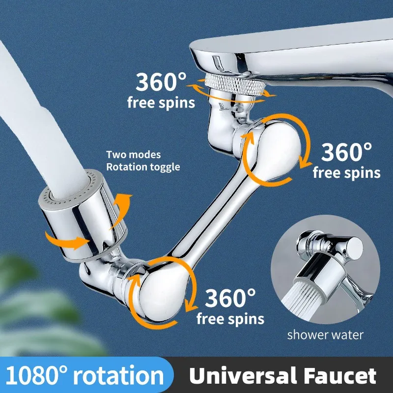 Black-Universal-1080-Rotation-Faucet-Extender-Plastic-Dual-Mode-Sprayer ...