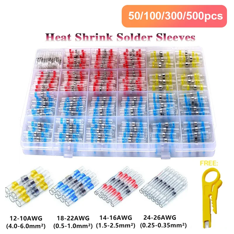 50/100/250PCS Mixed Heat Shrink Connect Terminals Waterproof Solder ...