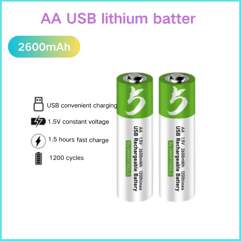 USB-AA-1-5V-Rechargeable-Batteries-2600mWh-li-ion-battery-for-remote ...