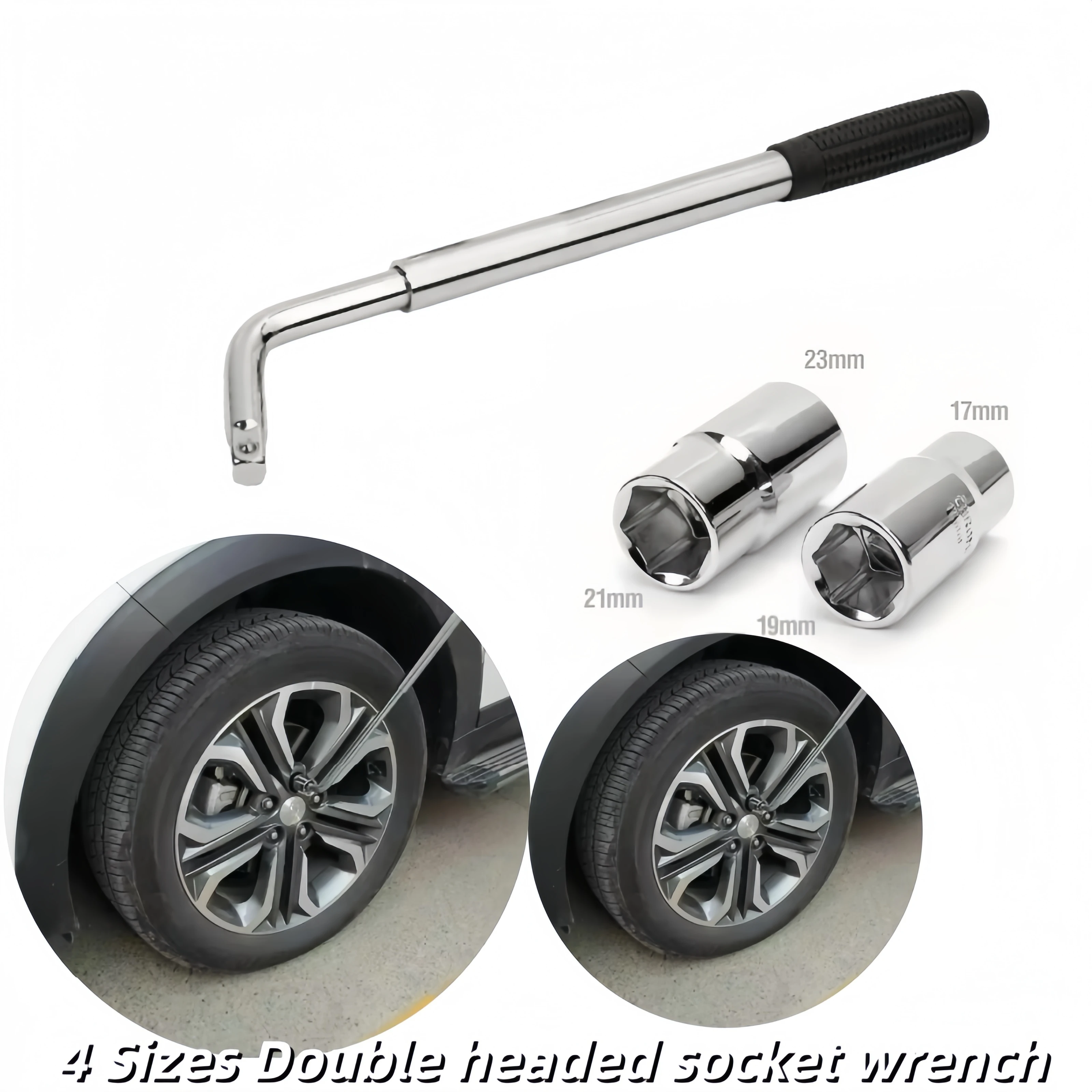 Adjustable Double Ended Wheel Wrench Telescopic Tyre Socket Nut Spanner ...