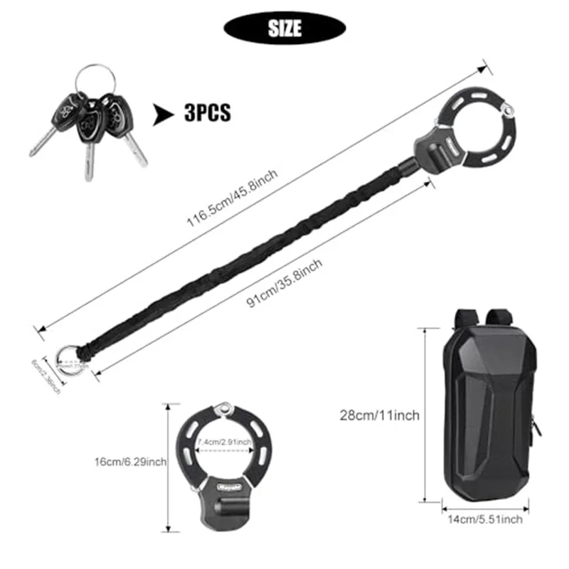 E-Scooter-Lock-Handcuff-Lock-with-Waterproof-Bag-and-Key-Anti-Theft ...