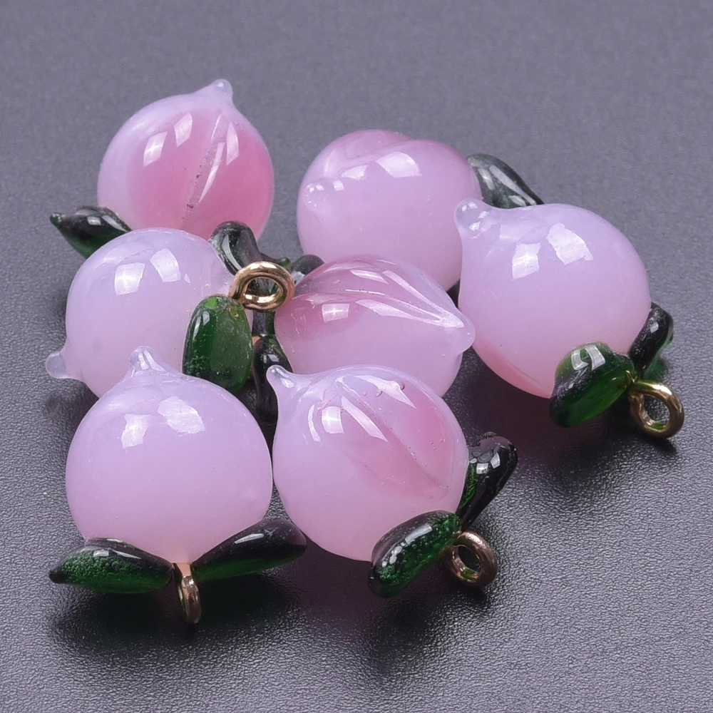 Pink-Peach-Charm-Glass-Fruit-Pendant-DIY-Jewelry-Making-Supplies-High ...