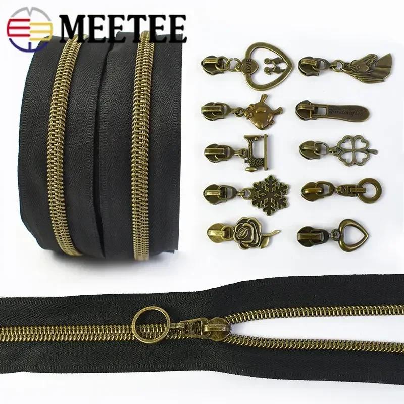2-4M-5-Bronze-Nylon-Zipper-Tapes-for-Sewing-Zippers-Sliders-Pulls-Bag ...