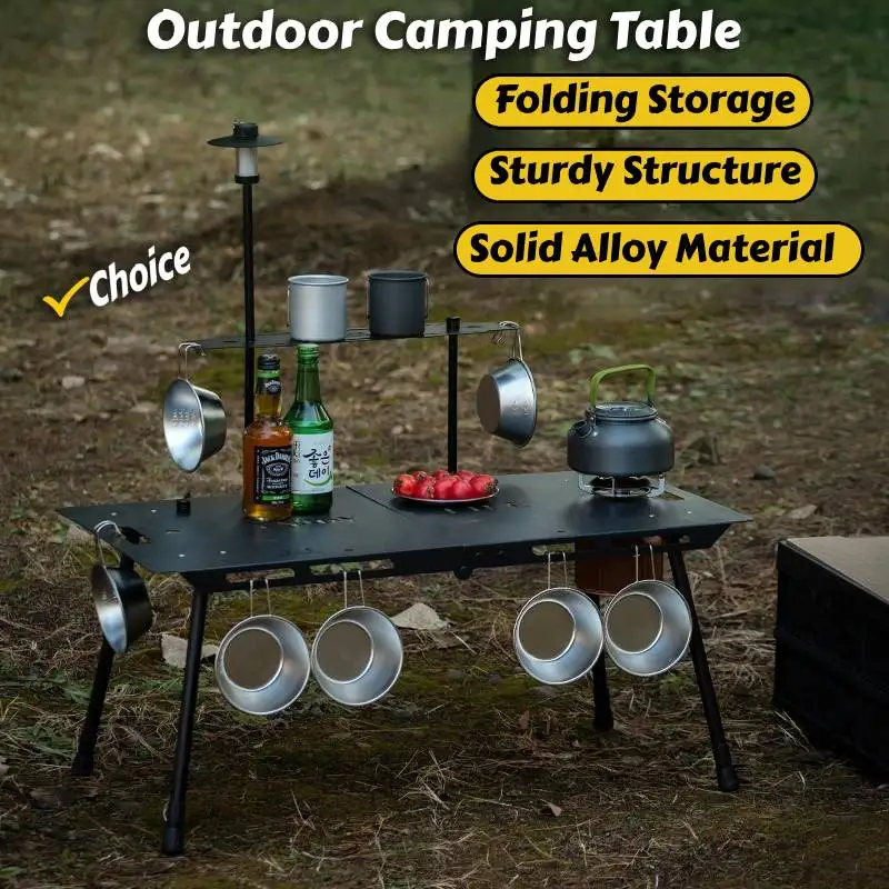 Camping-Tactical-Table-with-Light-Stand-Lightweight-Multifunctional ...