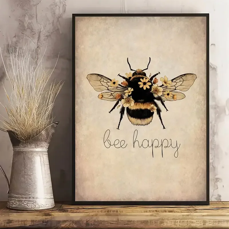 1Pc-Canvas-Poster-Bee-Happy-Print-Bee-Kind-Bee-Yourself-Nature-Print ...