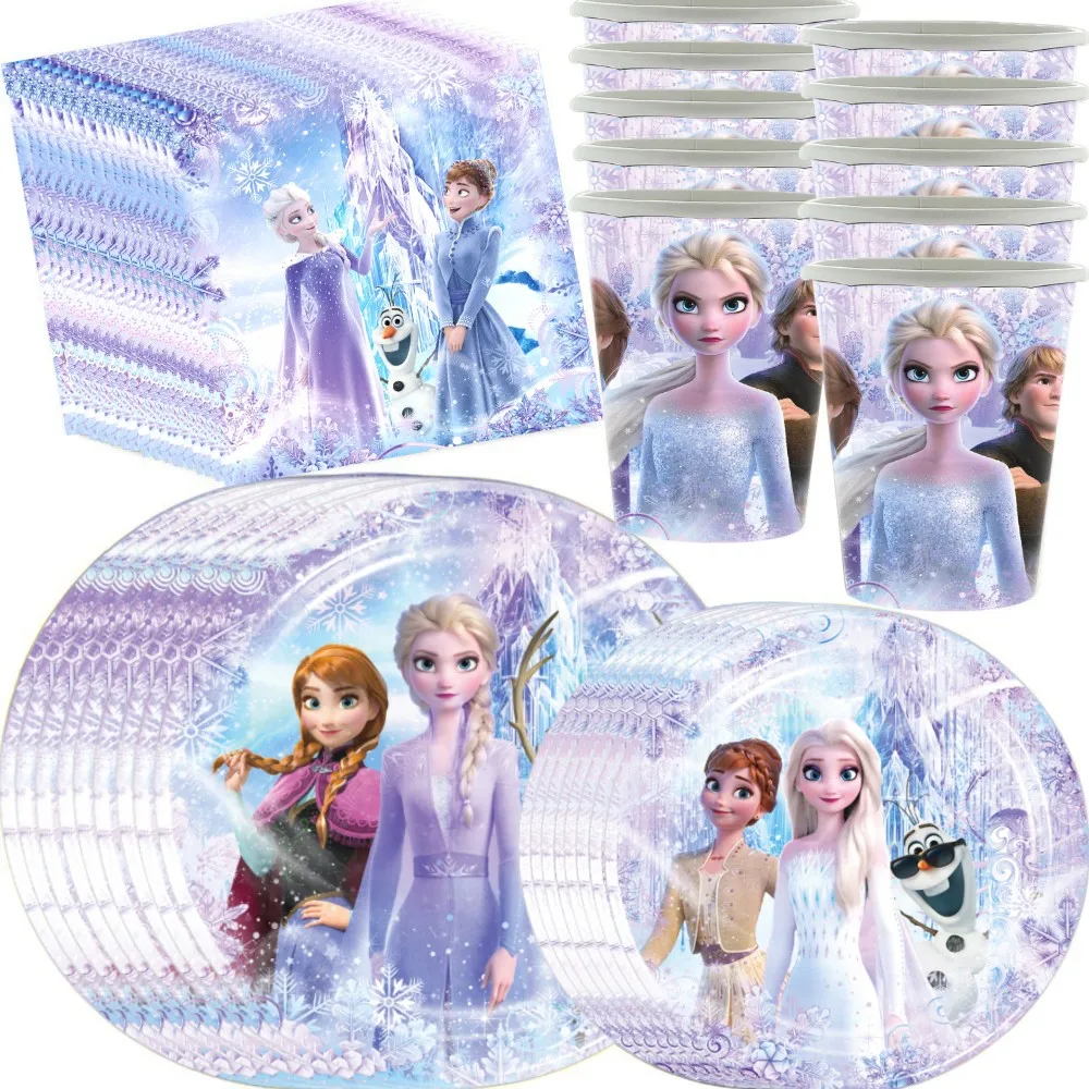 Frozen Anna Elsa Princess Birthday Party Decorações Snow Queen Conjunto ...