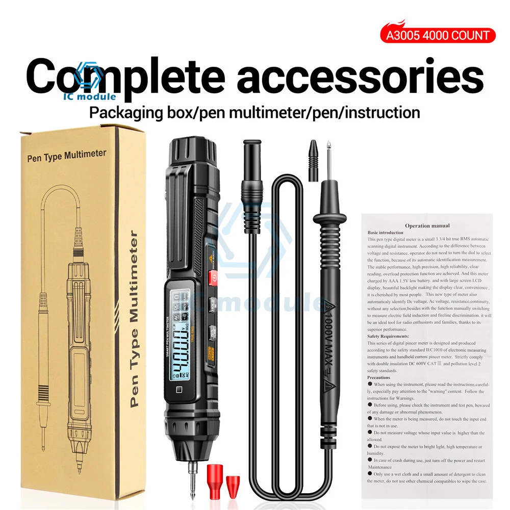 ANENG A3005 New Pen Type Digital Multimeter Pen 4000 Counts Professional Meter Non-Contact Auto ...