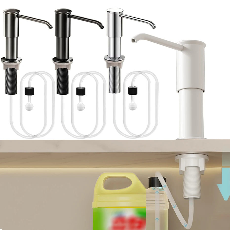 Kitchen Counrtertop Dishes Dispenser with Extention Tube Hand Press ...