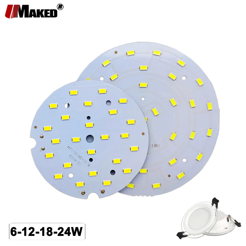 2PC LED Downlight PCB Plate 9W 12W 18W 24W Round Shape Lighting Source ...