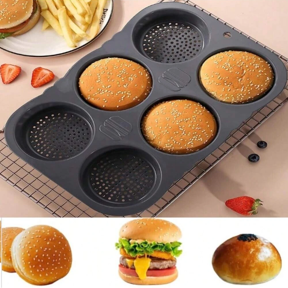 6-4-Hole-Hamburger-Mold-Silicone-Baking-Tool-Household-High-temperature ...