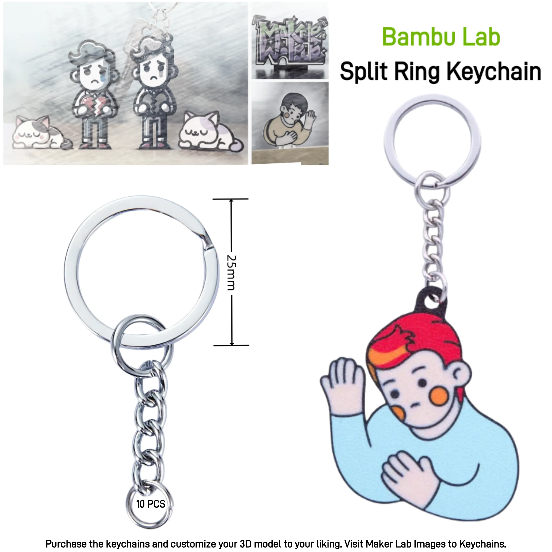 Bambu-Lab-3D-printing-DIY-Creative-Model-Mouse-Kit-Split-Ring-Keychain ...