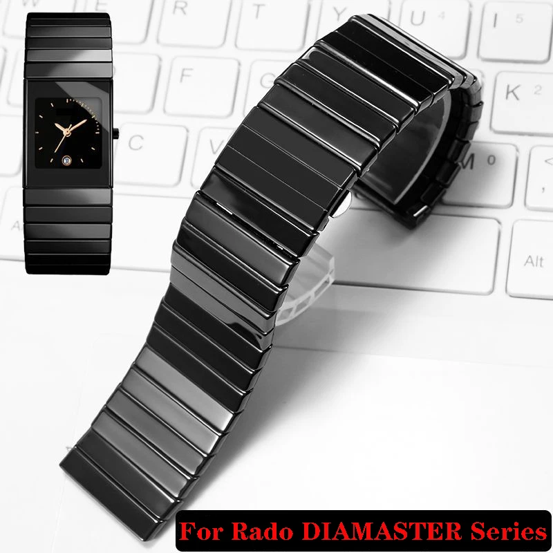 Premium-Grade Ceramic WatchBand Replacement for Rado DIAMASTER Series Black Watch Chain Men's ...