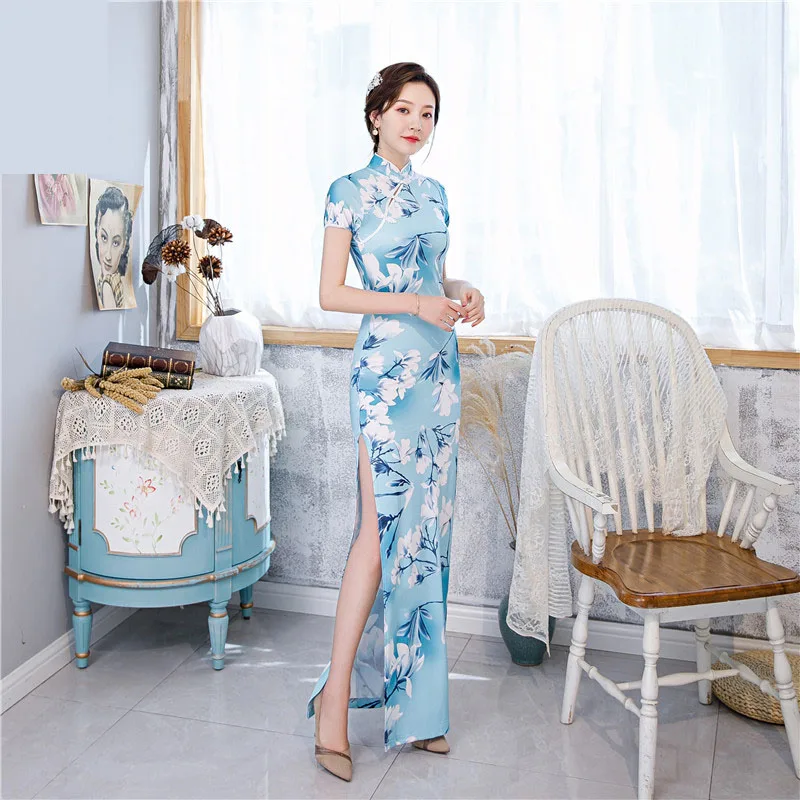 Robe-Cheongsam-Traditionnelle-Alberoise-pour-Femme-Tenue-l-gante-Slim-Longue-Sexy-Qipao-Multi ...