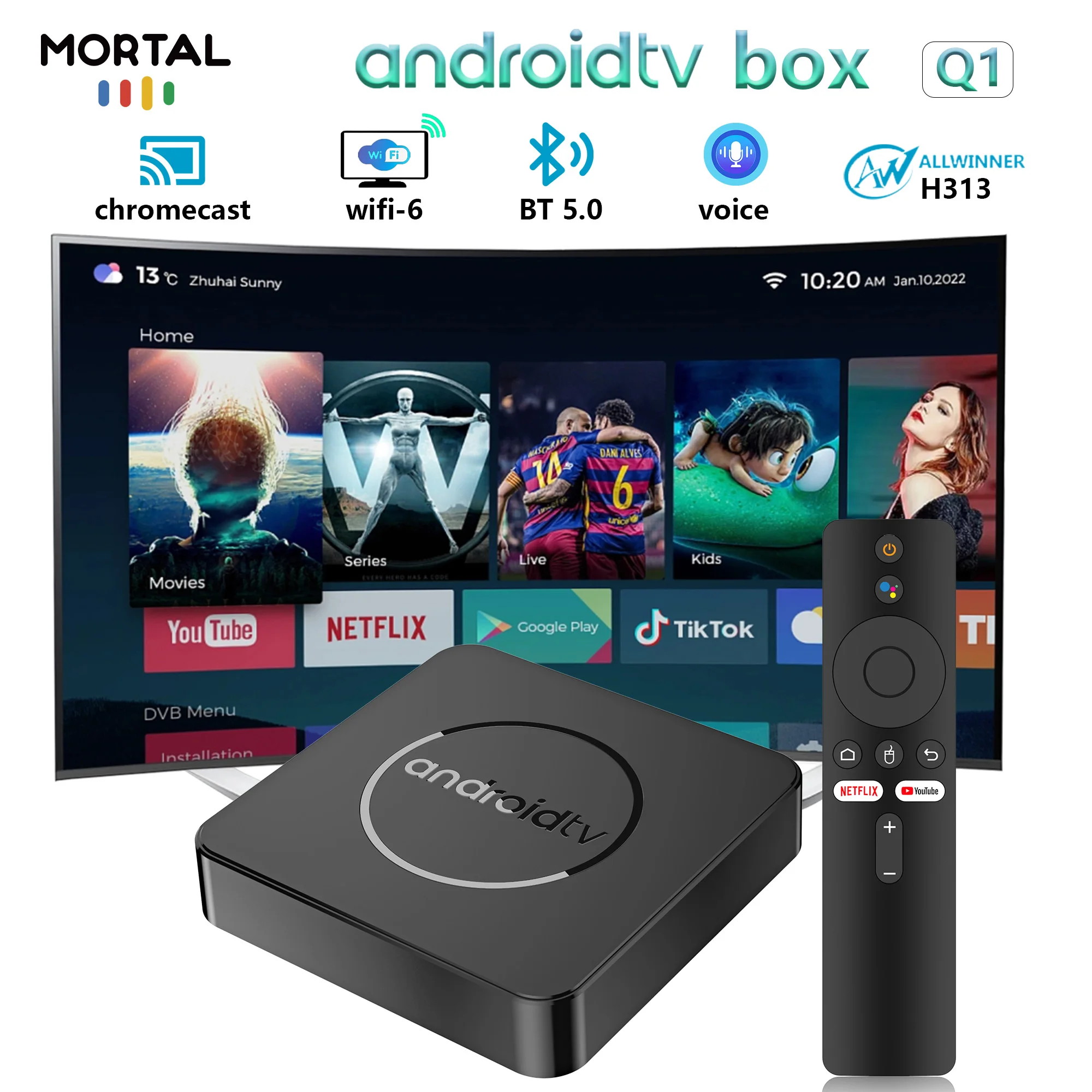 Mortal Global Version Android 14 4K HDR Smart TV Box 2GB/16GB 5G Dual ...
