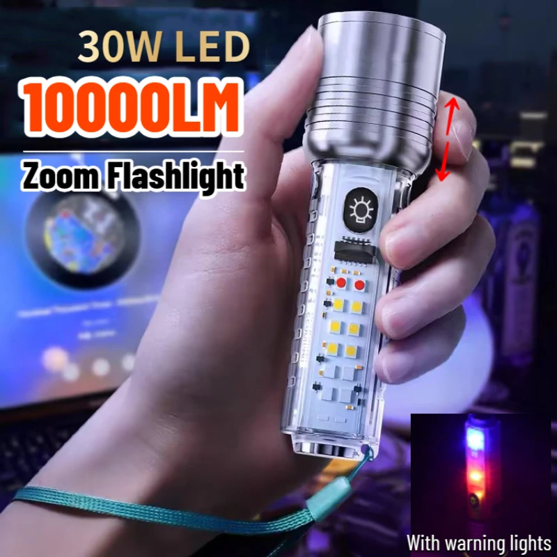 10000LM-Super-Bright-LED-Flashlight-30W-LED-Wick-Lighting-White-Red ...