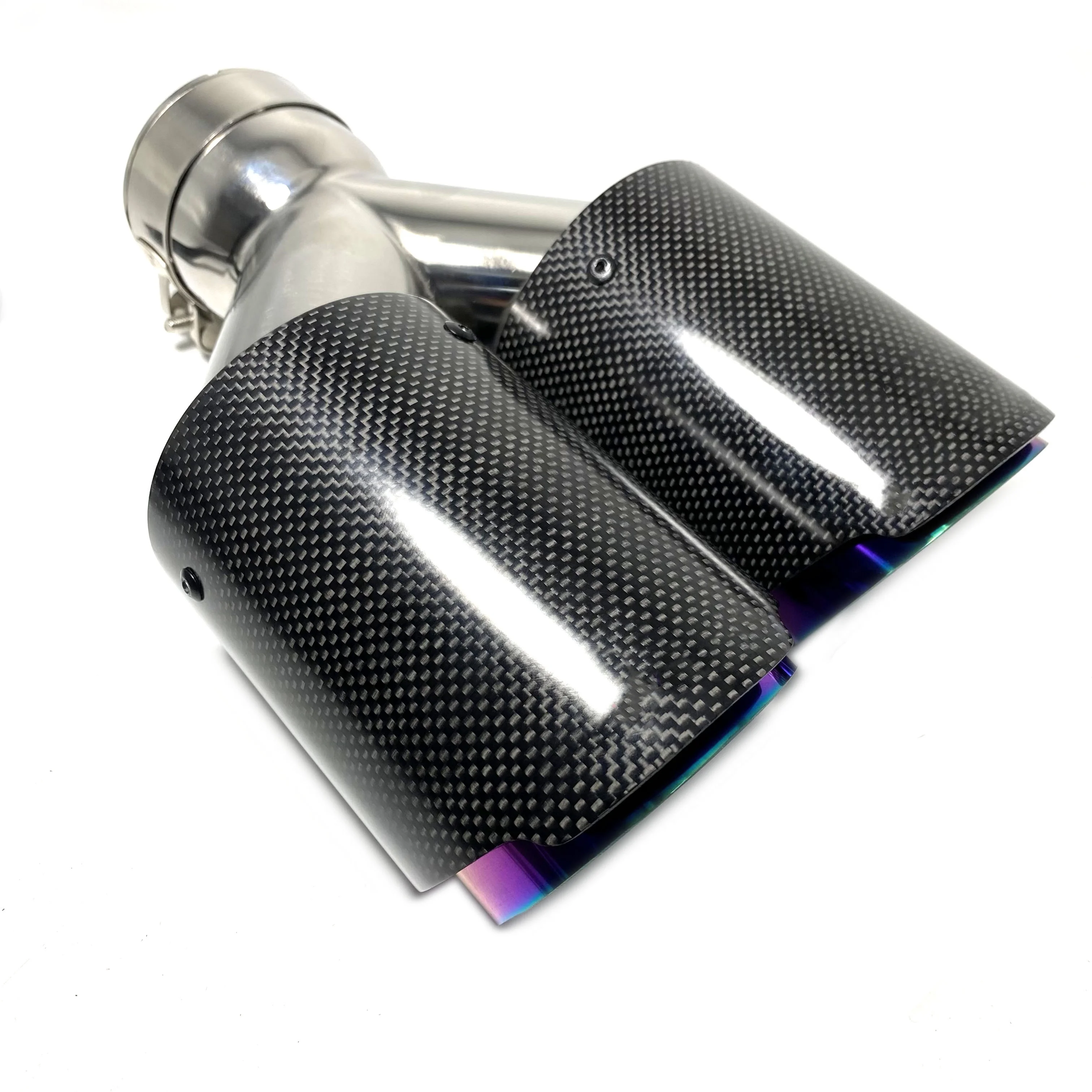 1PCS-Universal-Purple-DUAL-Exhaust-Pipe-Glossy-carbon-fiber-exhaust ...