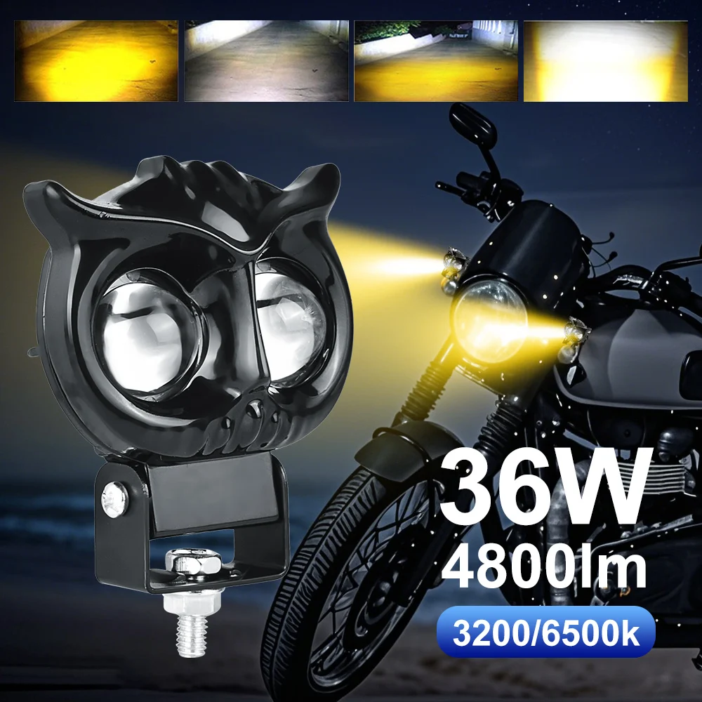 21-W-Motorcycle-Headlight-Design-Dual-Color-4-Modes-Auxiliary ...